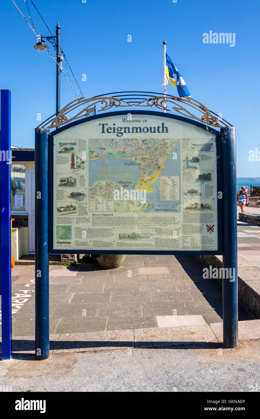 A large sign showing a map of Teignmouth Stock Photo - Alamy