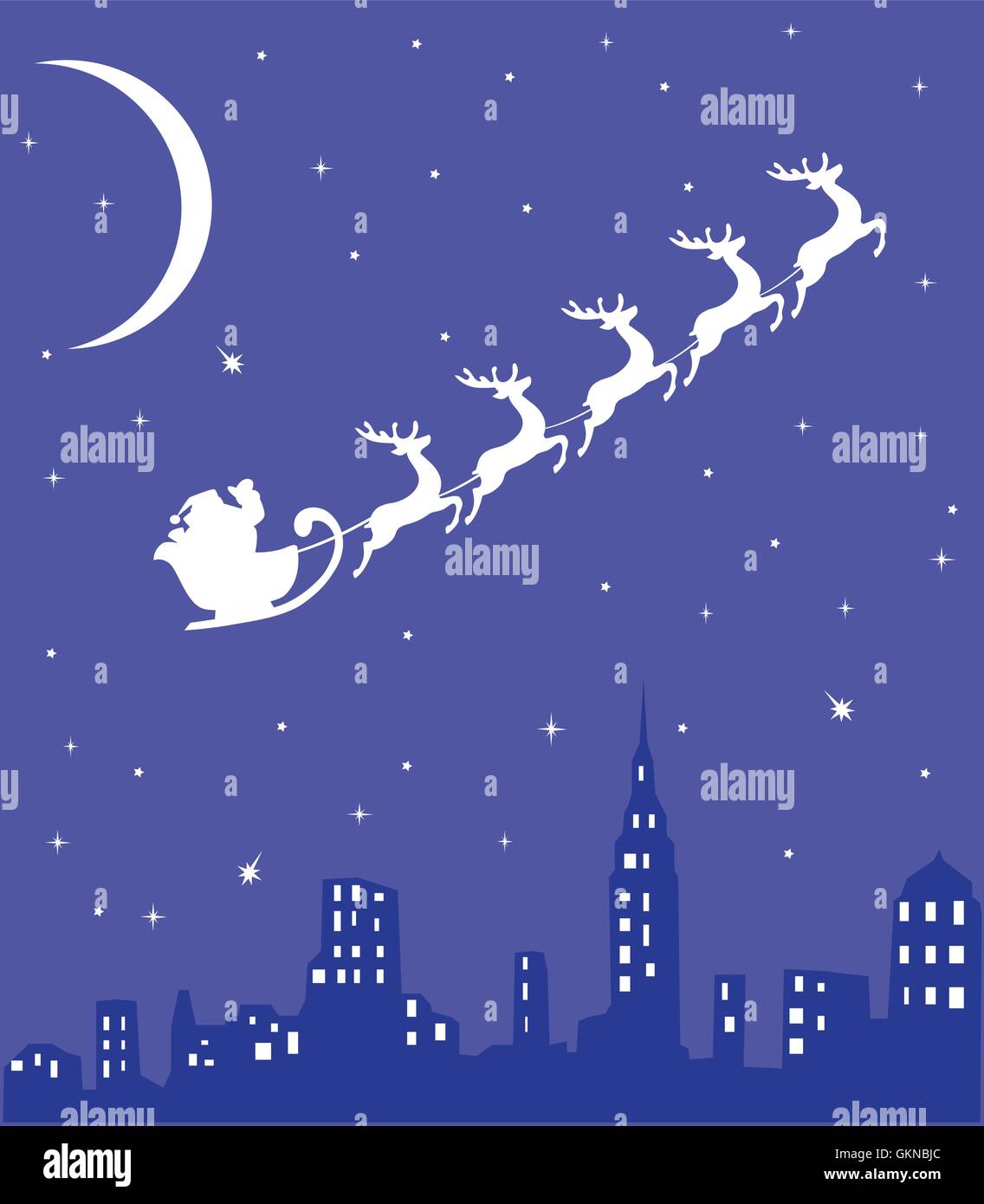 vector illustration of Santa Claus flying over city Stock Vector Image & Art - Alamy