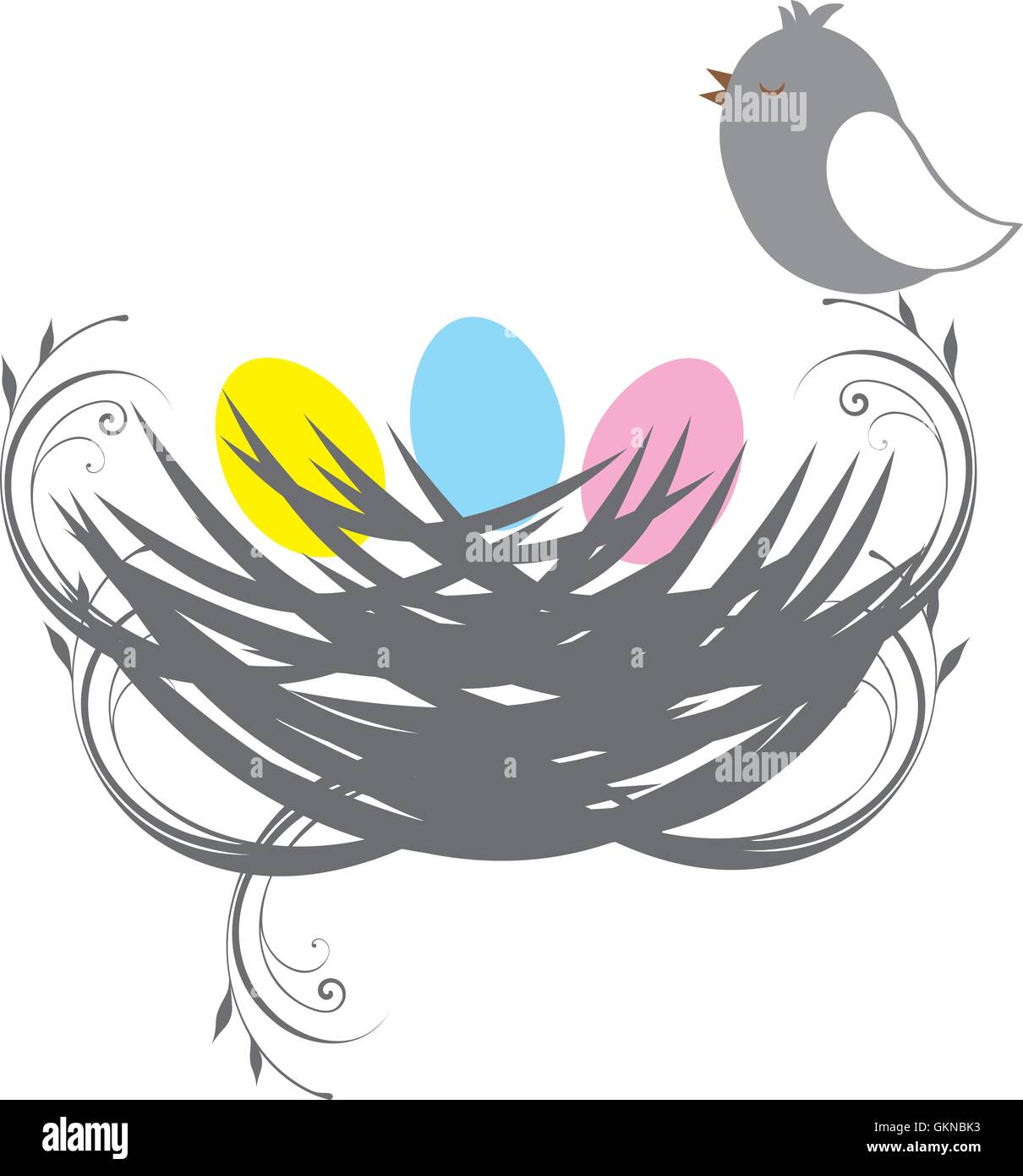 vector illustration of baby shower card with bird nest Stock Vector ...