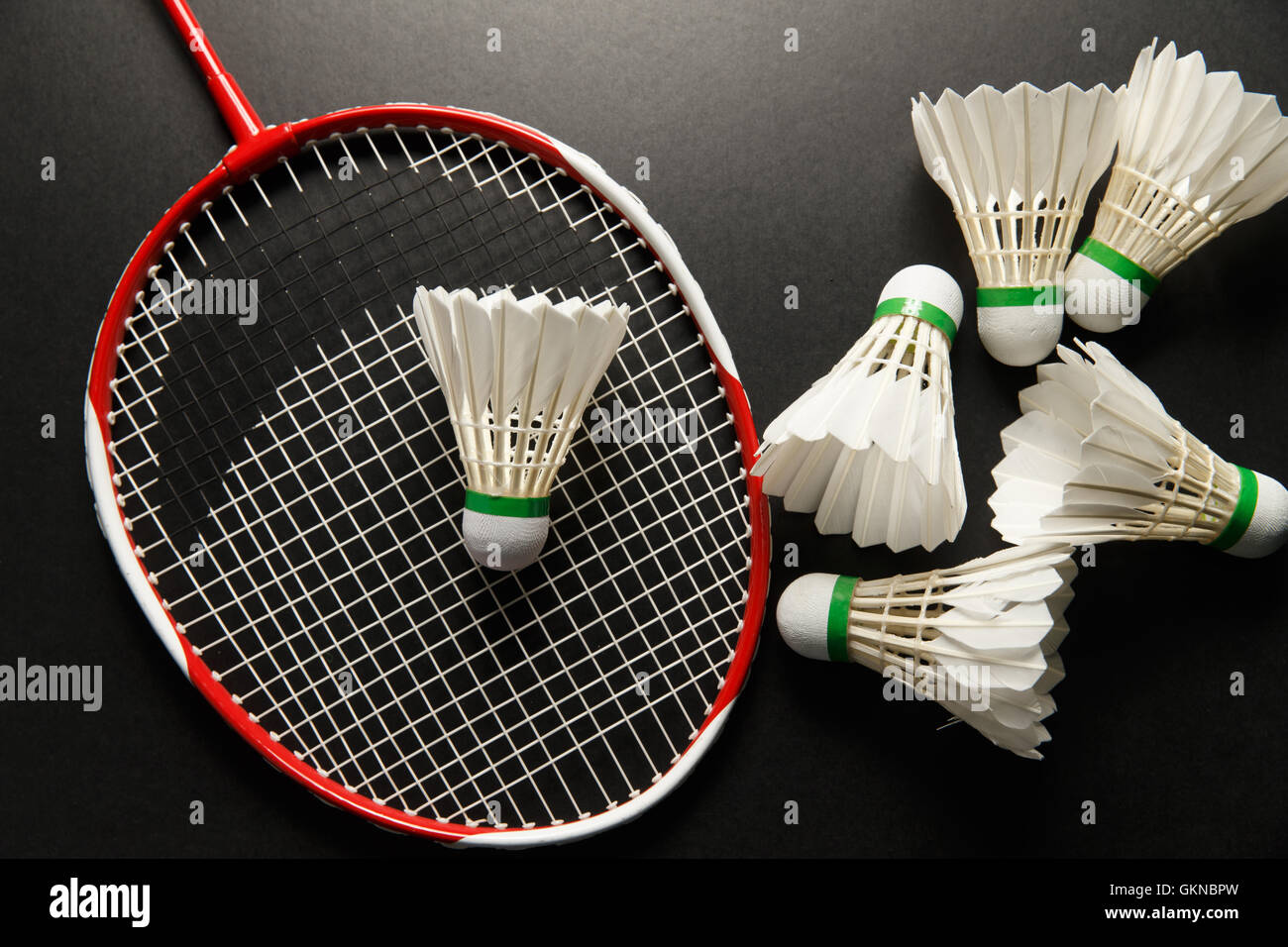 Badminton and badminton racket Stock Photo - Alamy