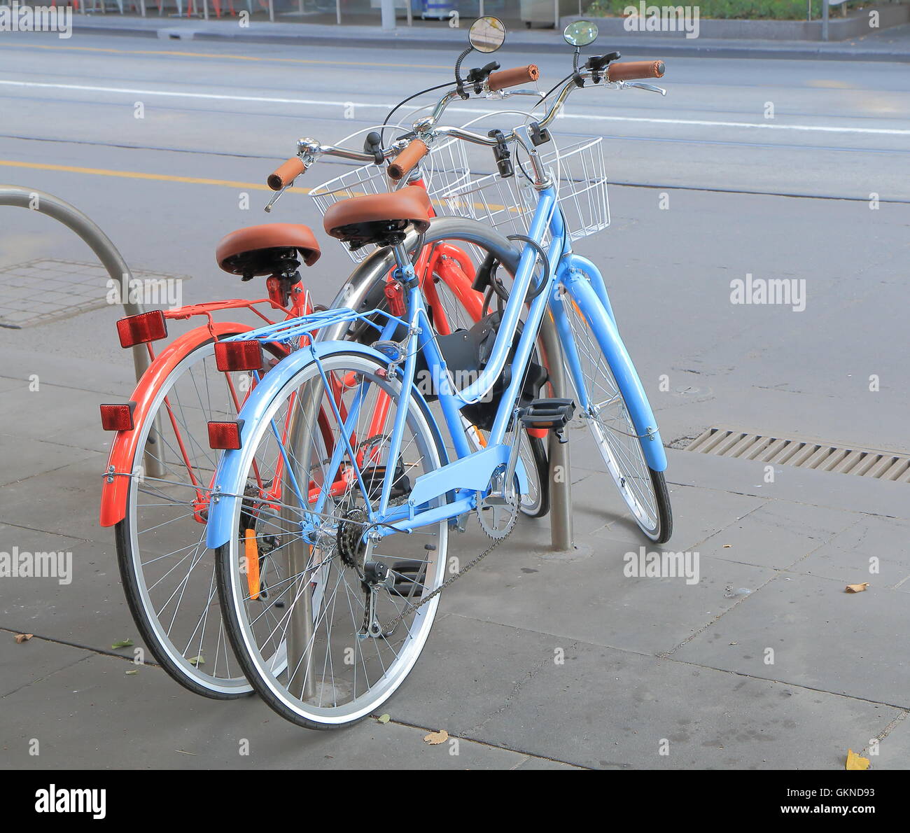 Red and Blue bicycles Stock Photo - Alamy