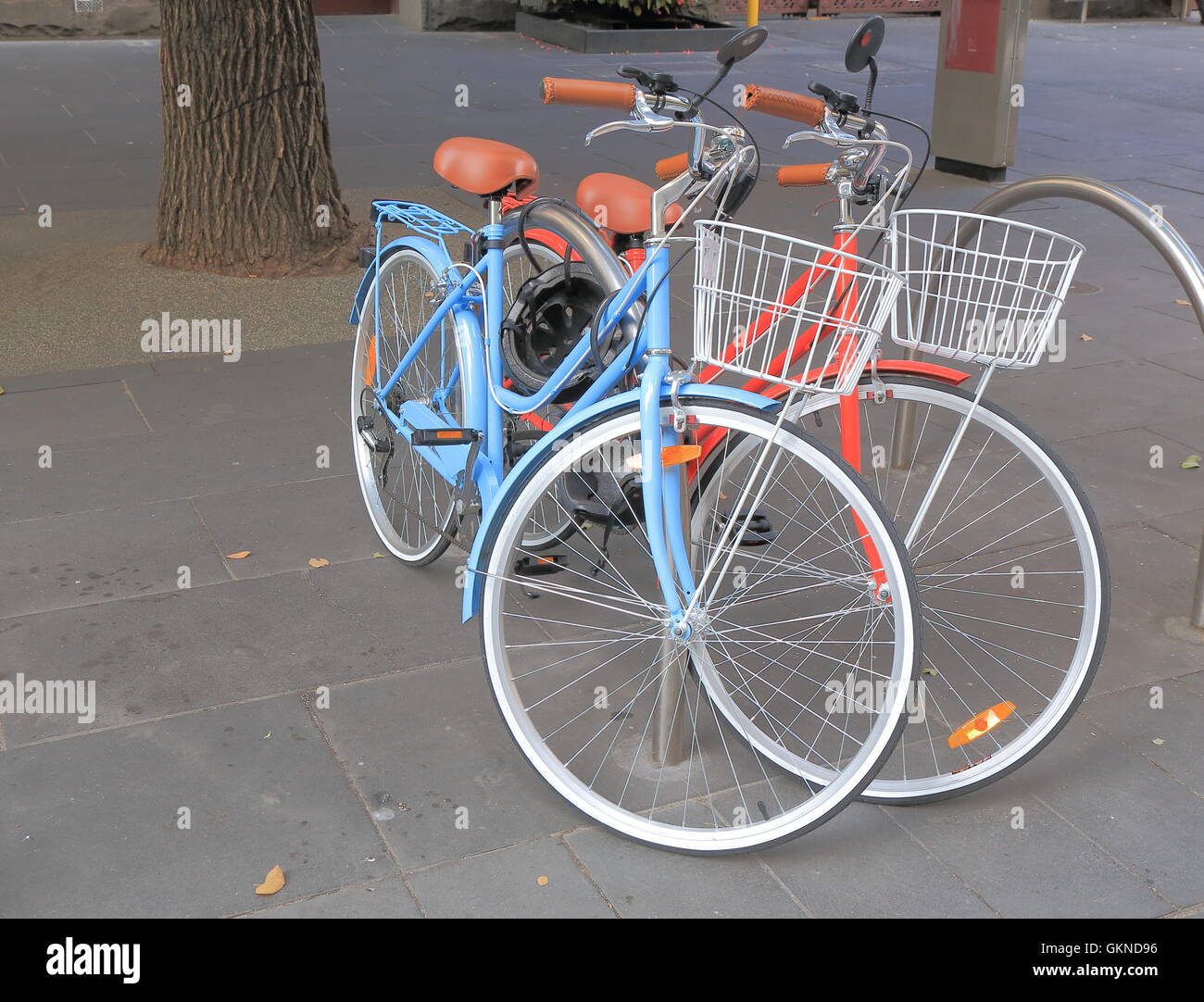Red and Blue bicycles Stock Photo - Alamy