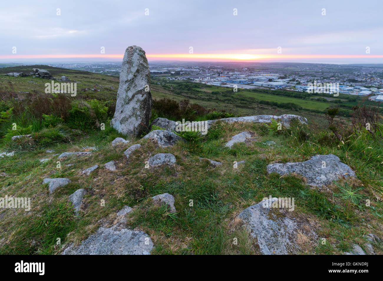Sundown falling across Carn Brae Stock Photo - Alamy