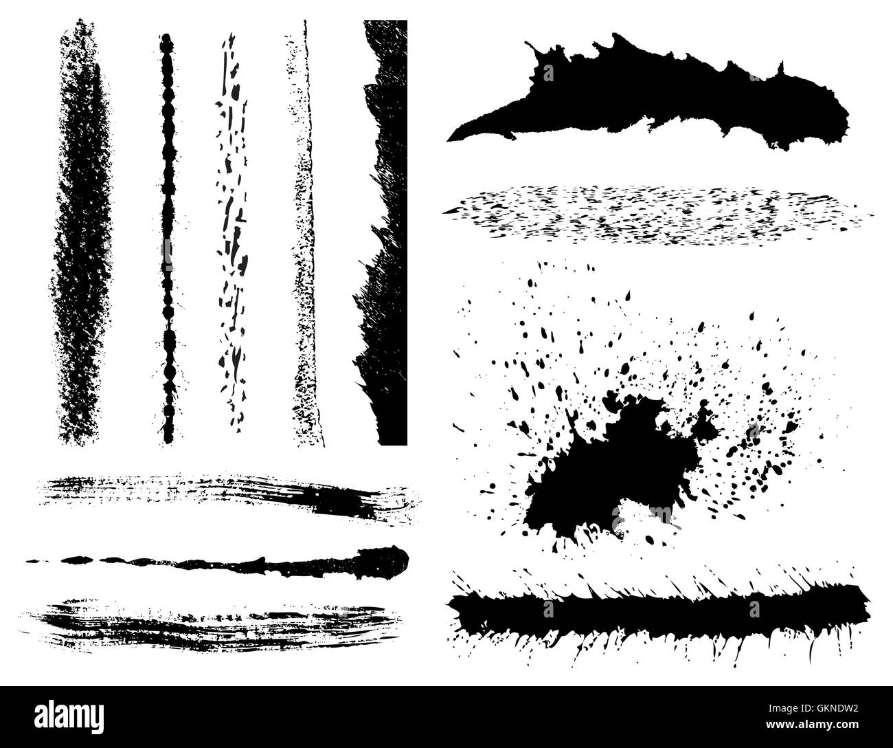 brush set vector strokes paintbrush brushing ink stroke apoplexy ...