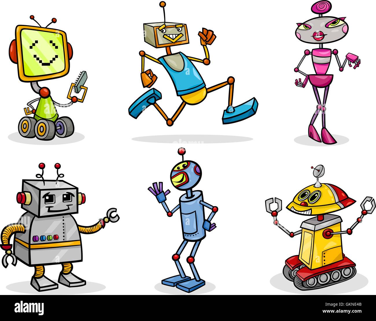 illustration android cartoon maddening pert coquettish cute robot ...