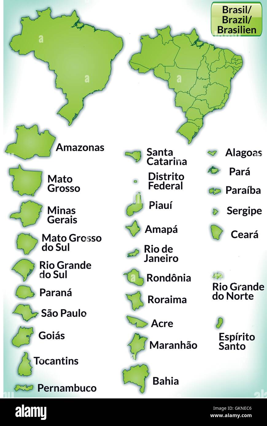 map of brazil with borders in green Stock Vector Image & Art - Alamy