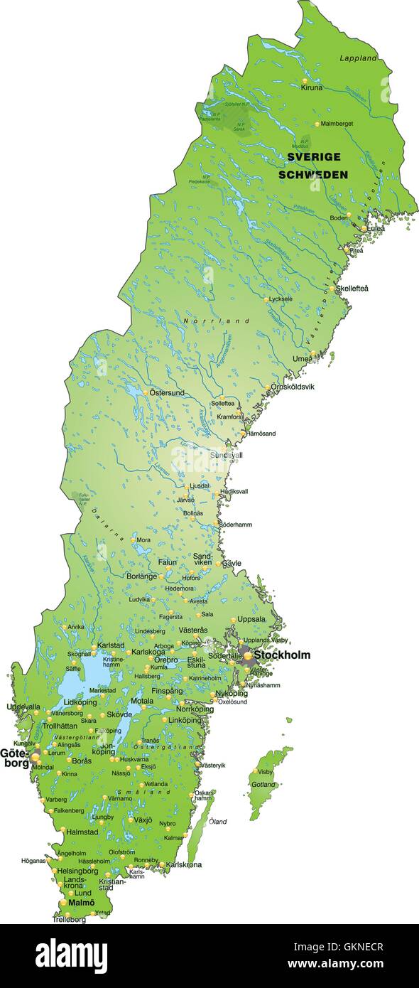map of sweden as an overview map in green Stock Vector Image & Art - Alamy
