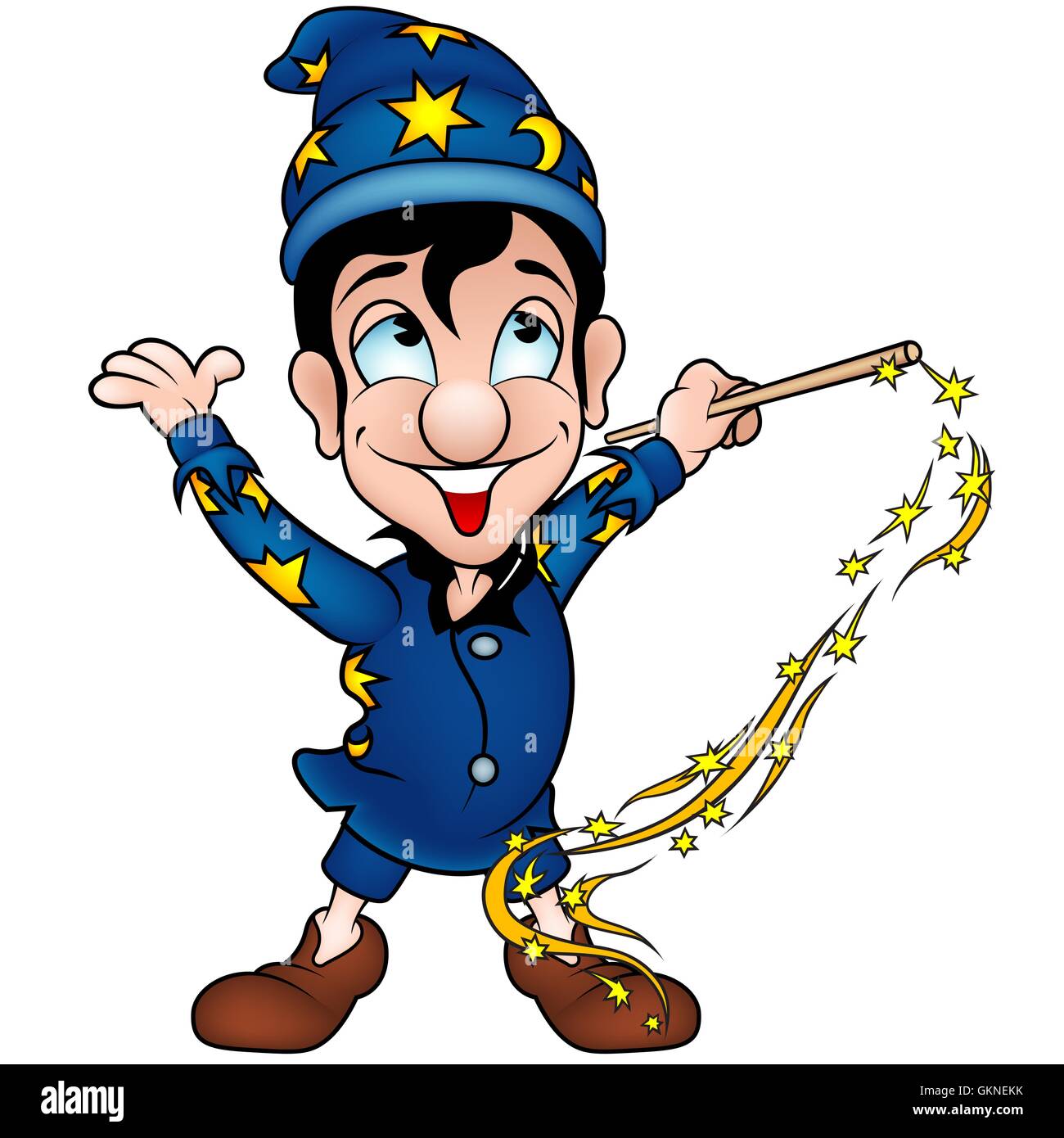 blue comic illustration magician magus sorcerer character illusion ...