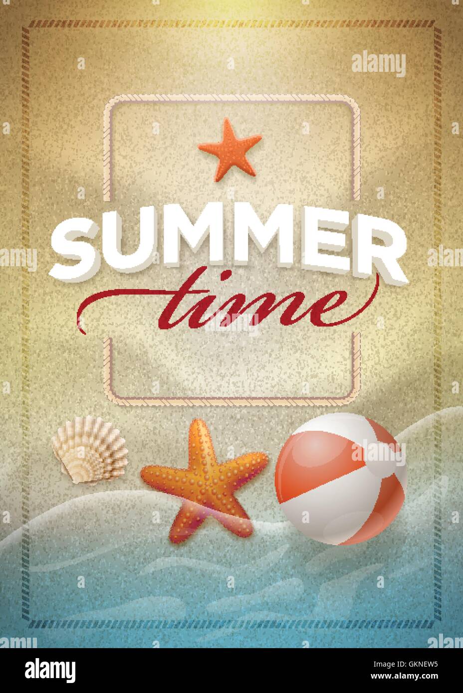 beach seaside the beach seashore summer summerly shell poster starfish ...