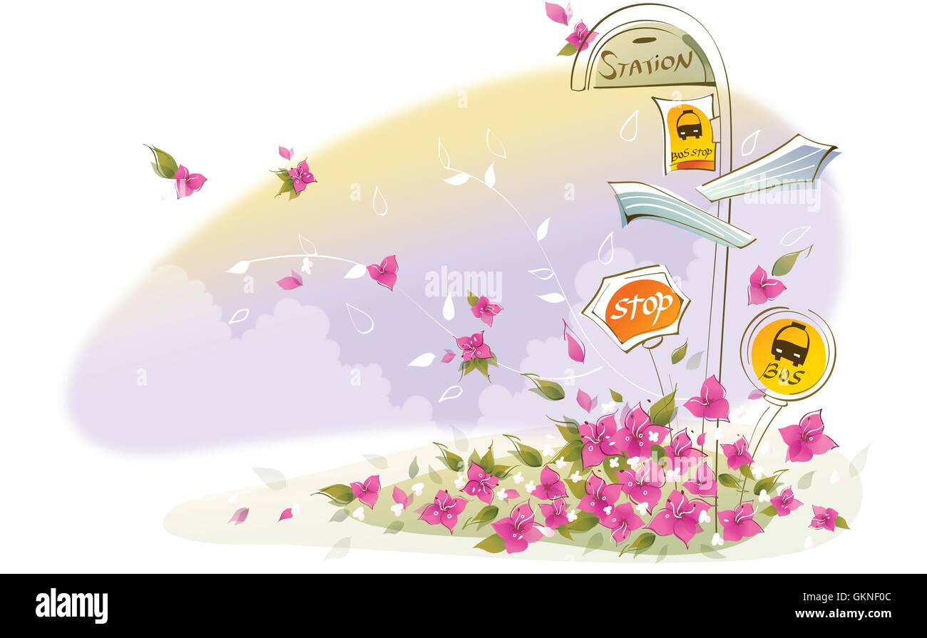 Bus station flowers Stock Vector Images - Alamy