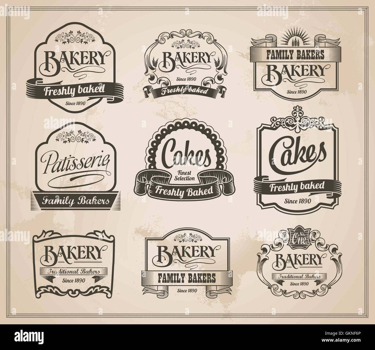 cake pie cakes bakery bakeshop backery label sign vector pictogram ...