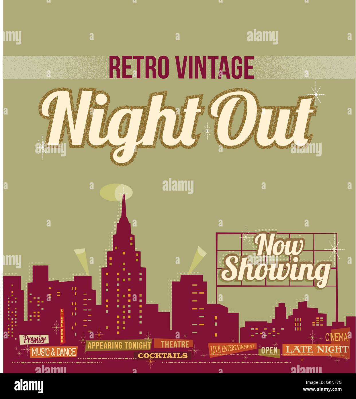 city town vintage poster abstract retro vector backdrop background ...