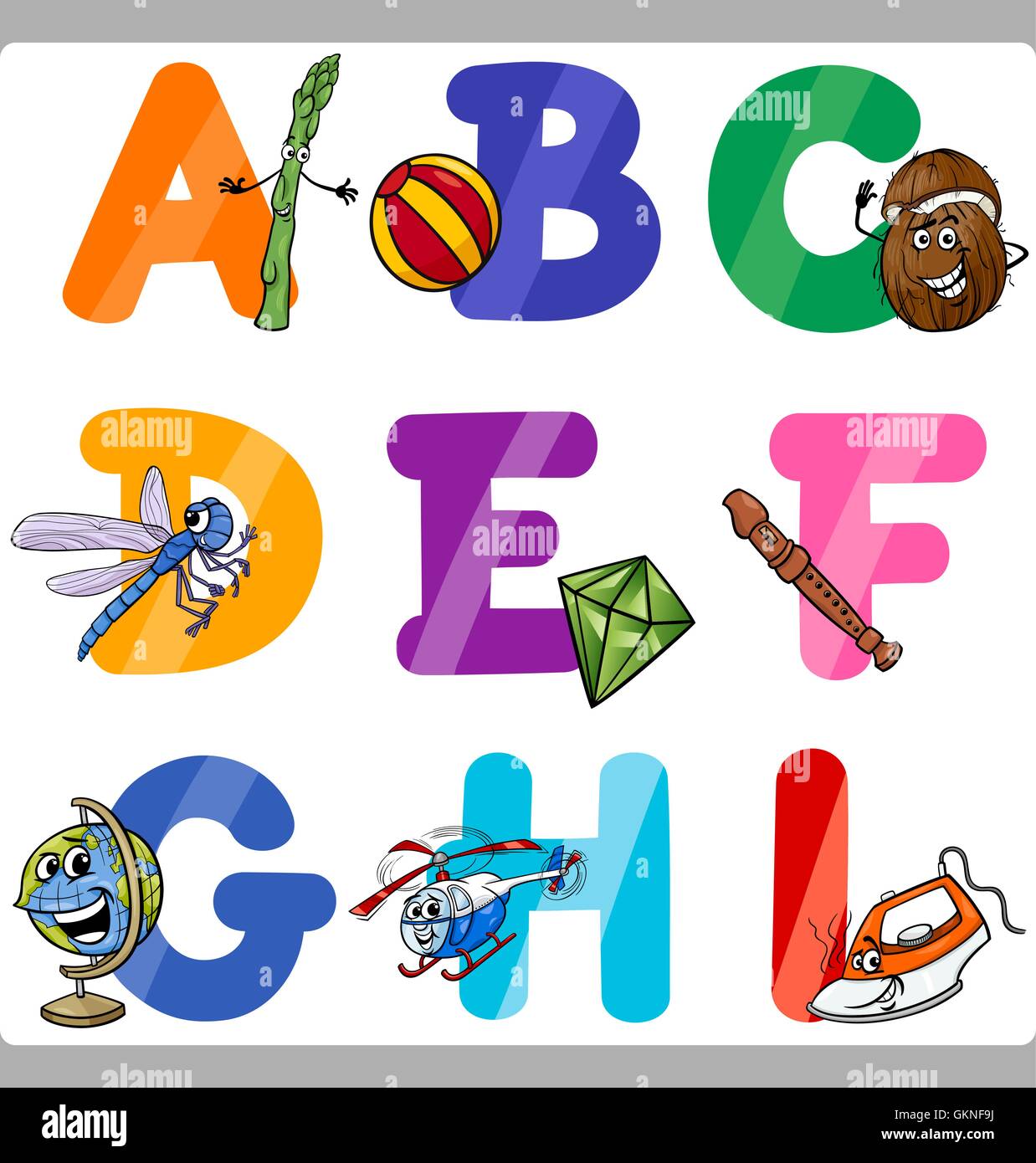 education illustration character collection alphabet cartoon ABC child ...