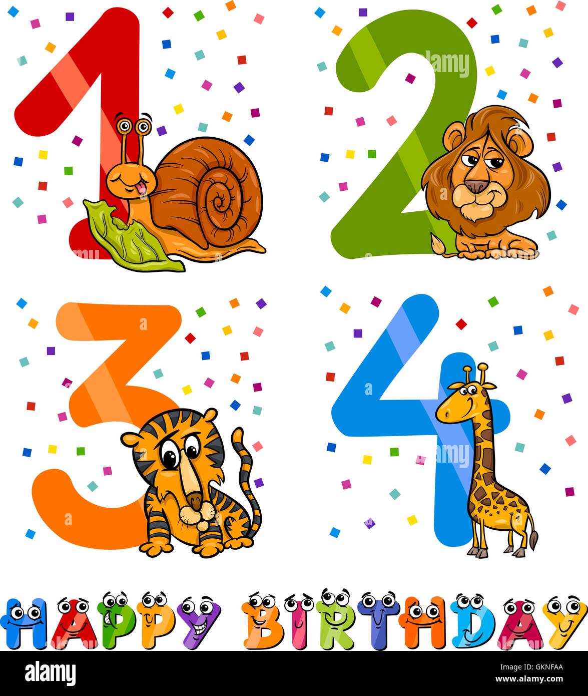 greeting illustration card number set delighted unambitious ...