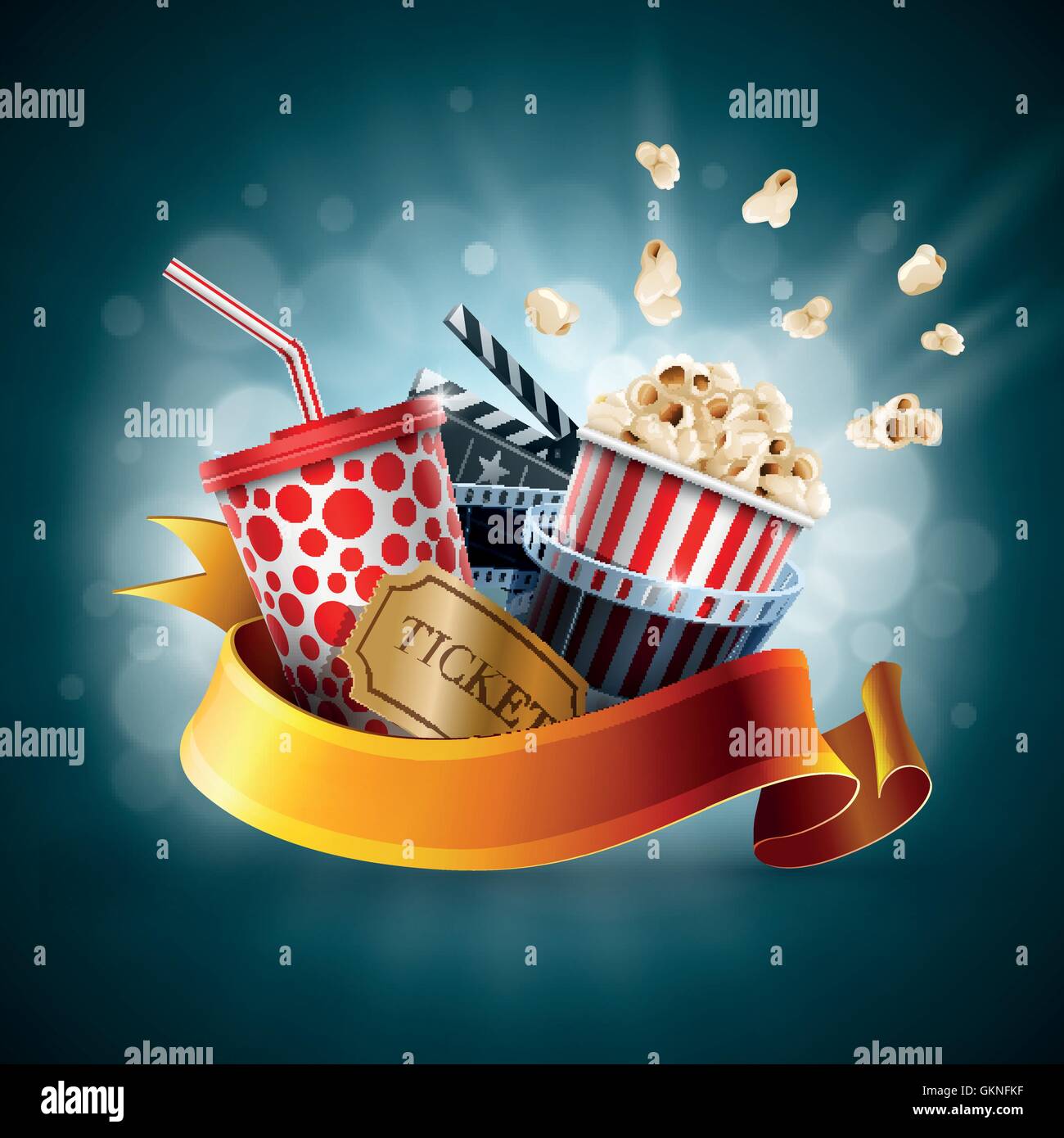 cinema box boxes clapper film movie movies strip popcorn film blue ...