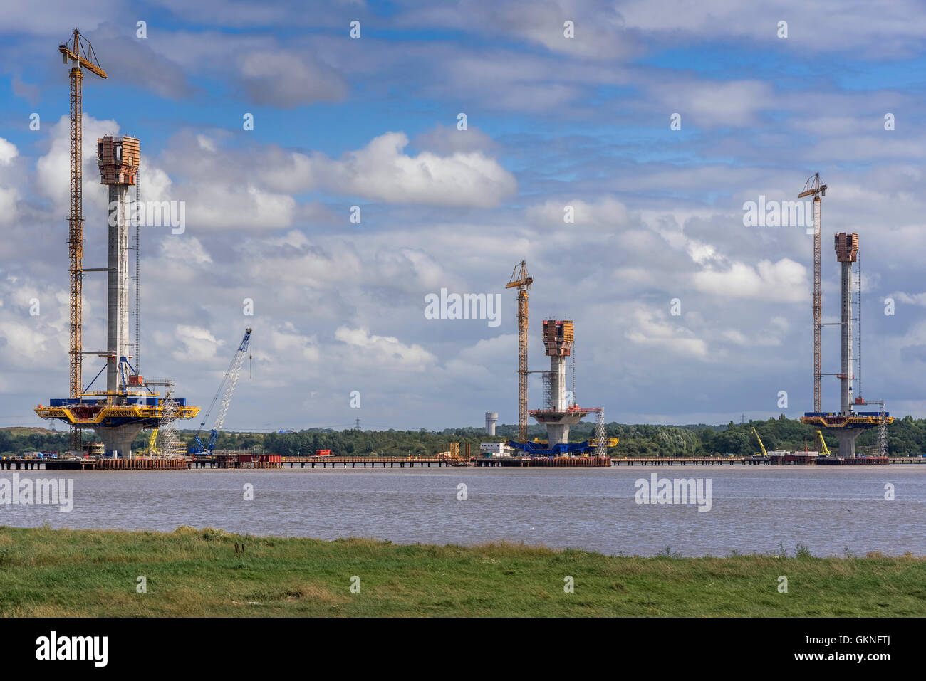 The new Mersey Gateway Bridge taking shape across the river Mersey ...