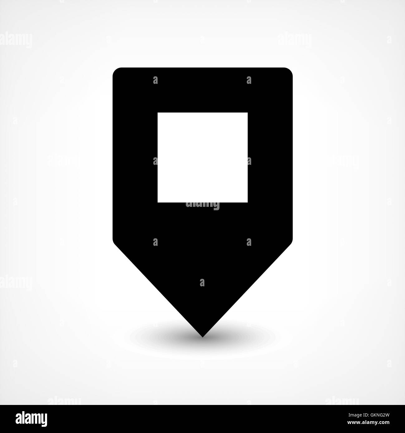 Map pin location sign rounded square icon in flat style. Simple black ...