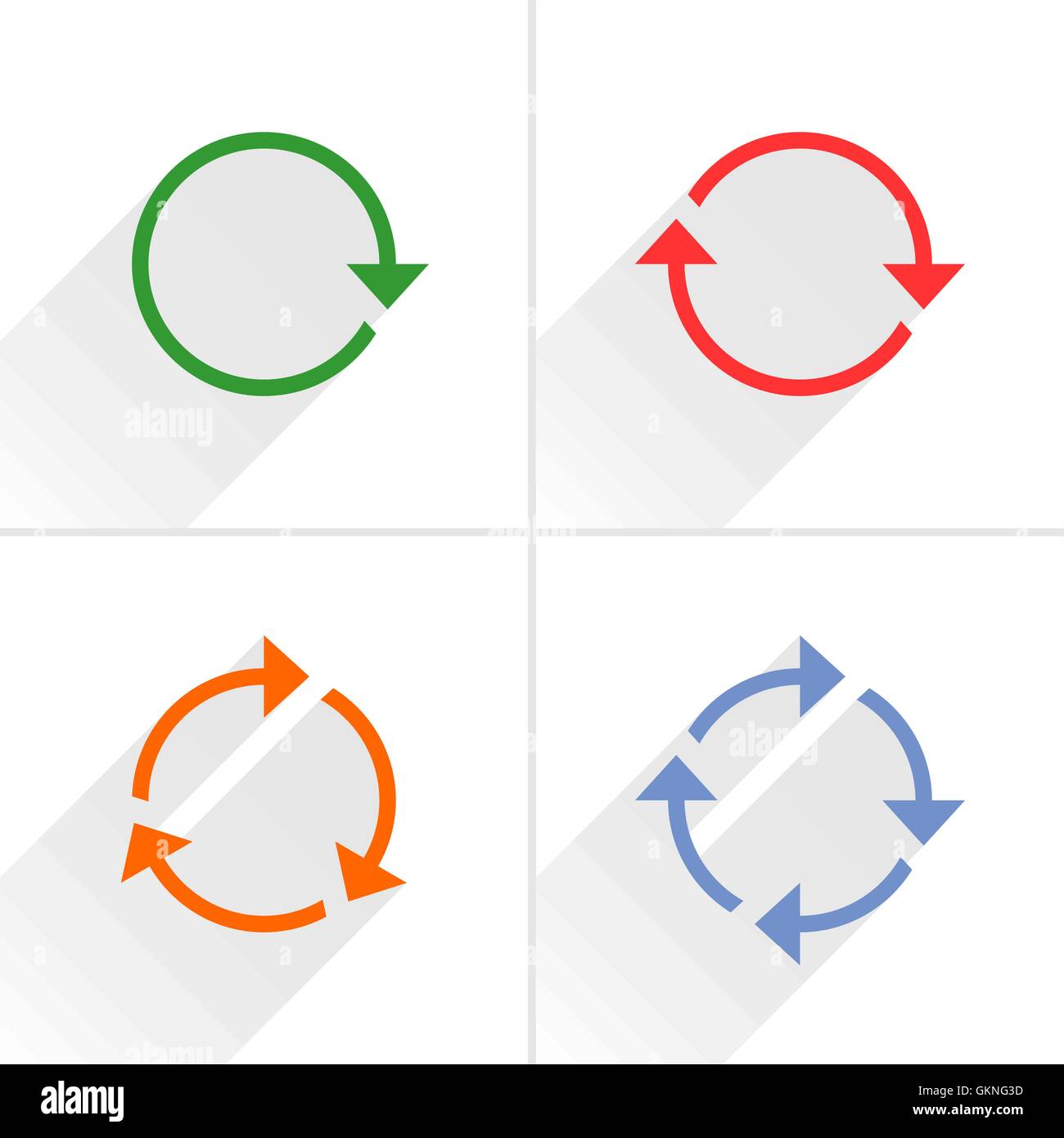 4 Color Arrow Loop Refresh Reload Rotation Icon Volume 01 Flat
