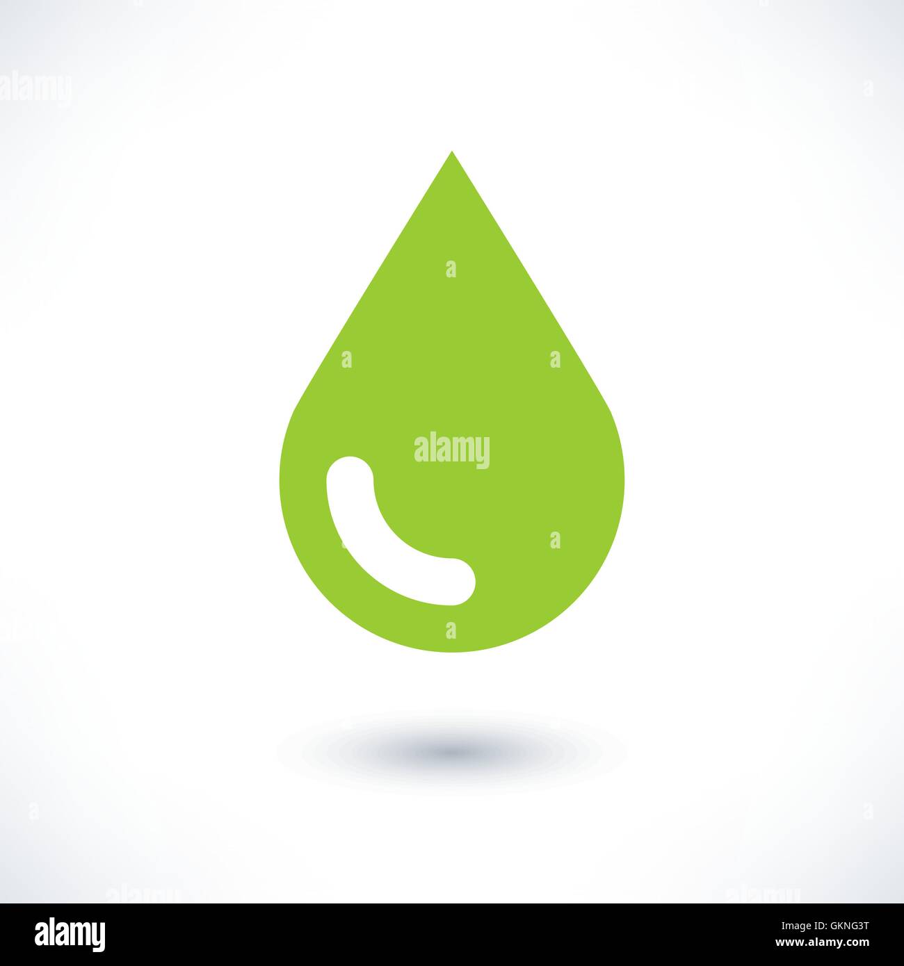 Green color drop icon with gray shadow on white background. Ecology ...