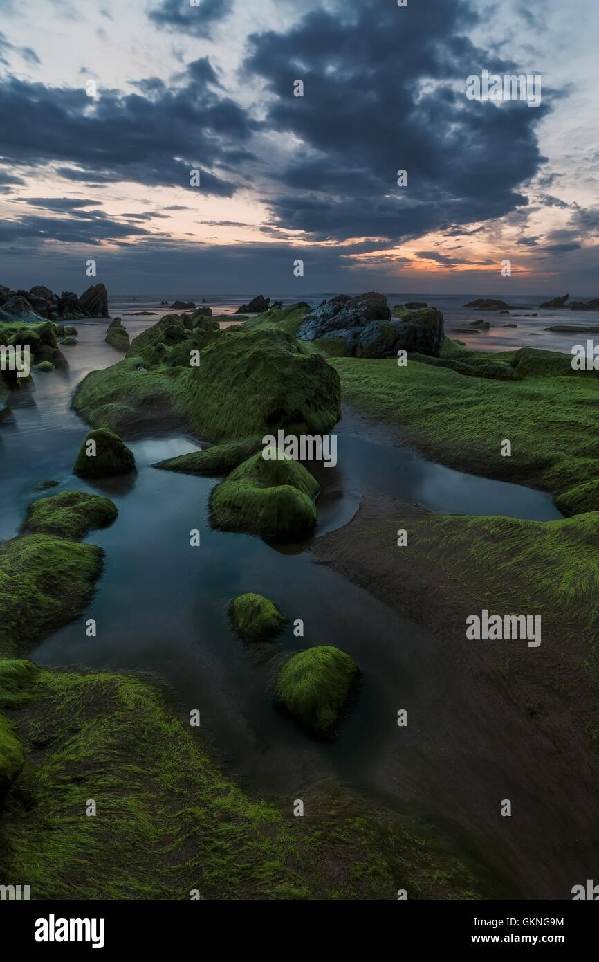 Sunset at Barrika beach Stock Photo - Alamy