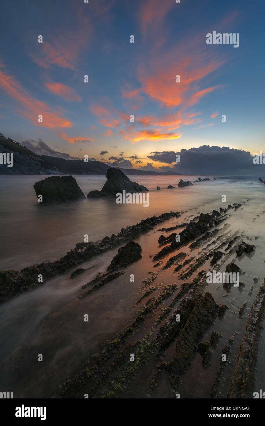 Sunset at Sakoneta beach Stock Photo - Alamy