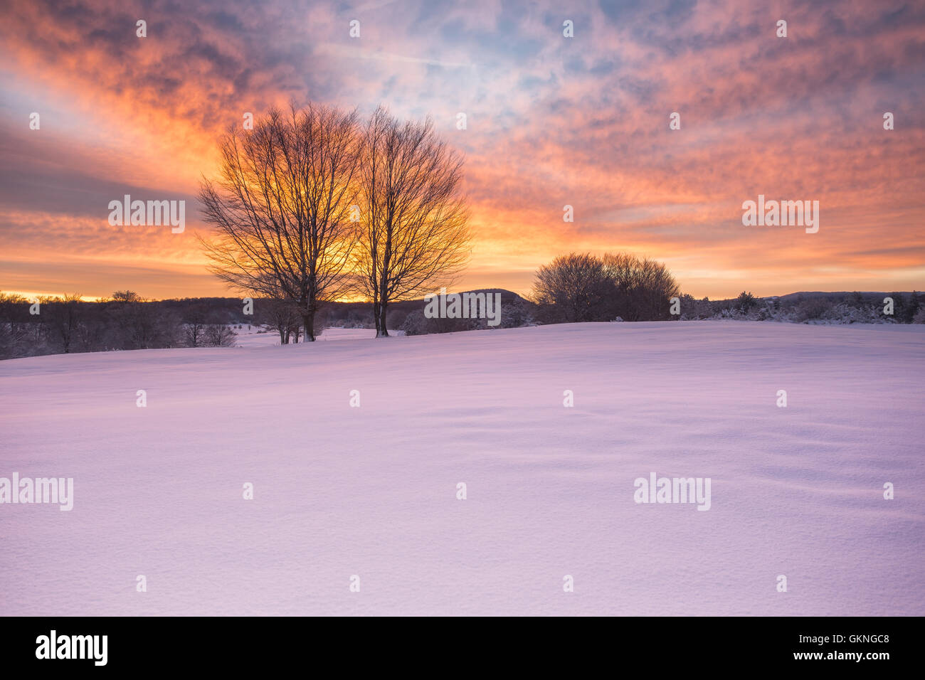 Sunrise in a cold winter morning Stock Photo - Alamy