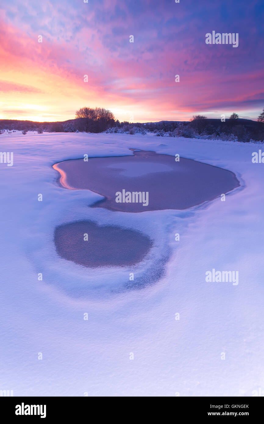 Sunrise in a cold winter morning Stock Photo - Alamy