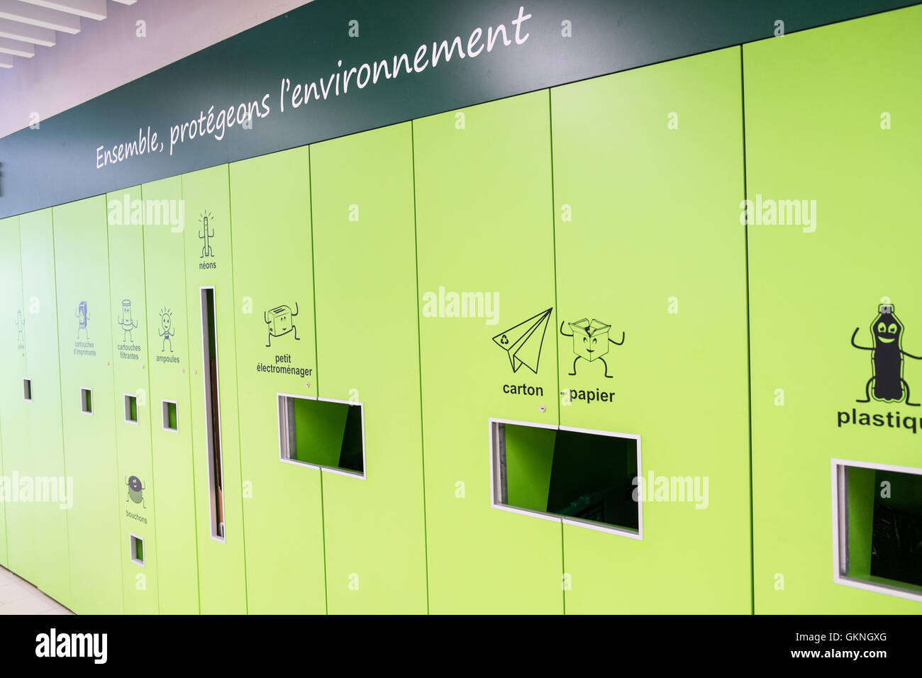 Recycling zone within shopping centre center in Limoux,Aude Region ...