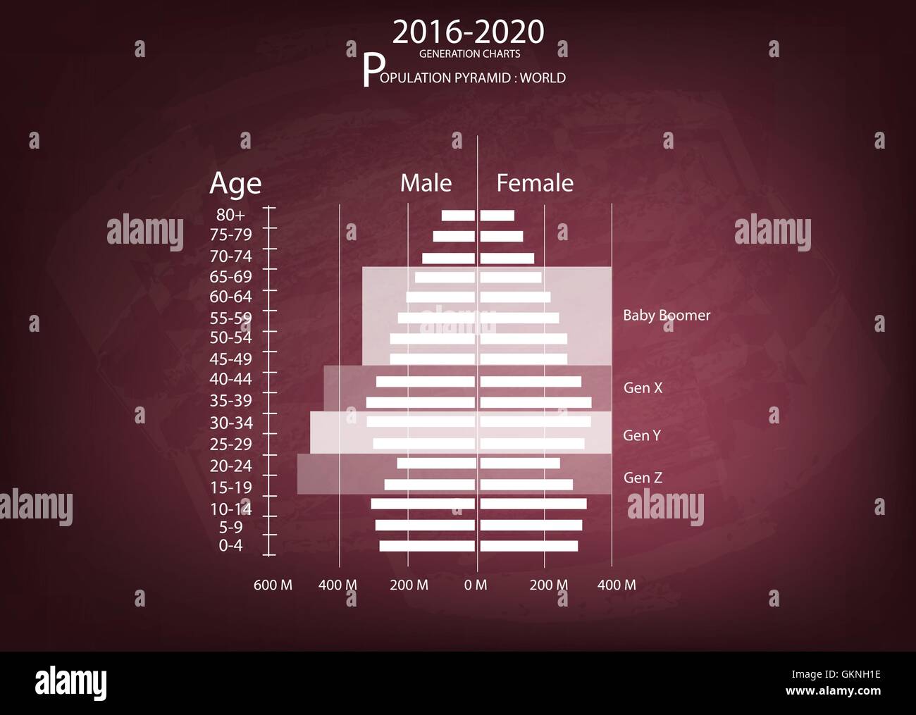 Population and Demography, Illustration of Population Pyramids Chart or Age Structure Graph with ...