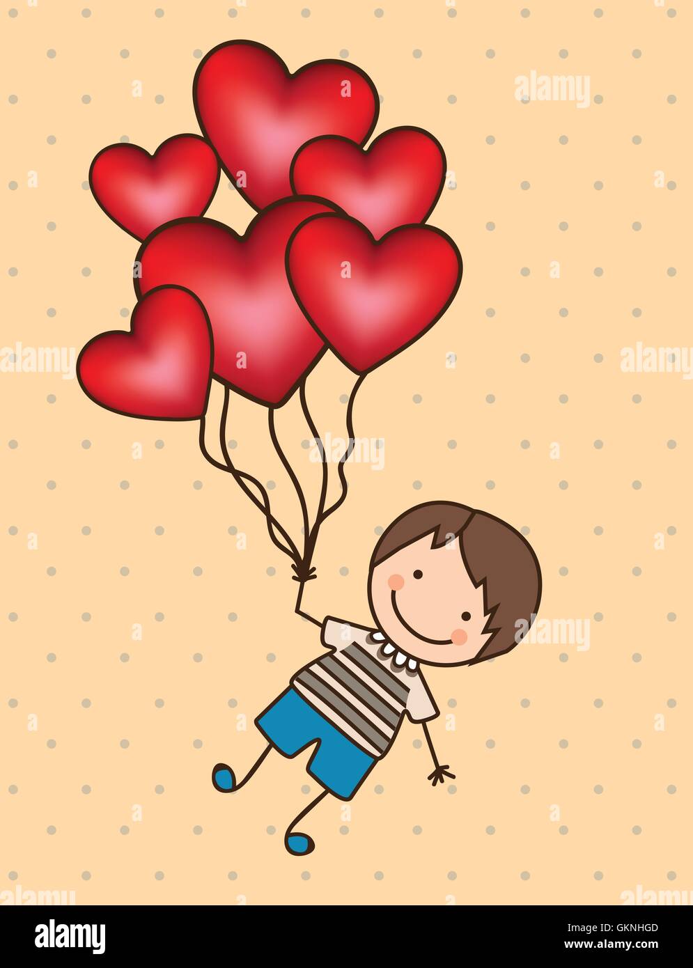 boy with hearts balloons Stock Vector Image & Art - Alamy
