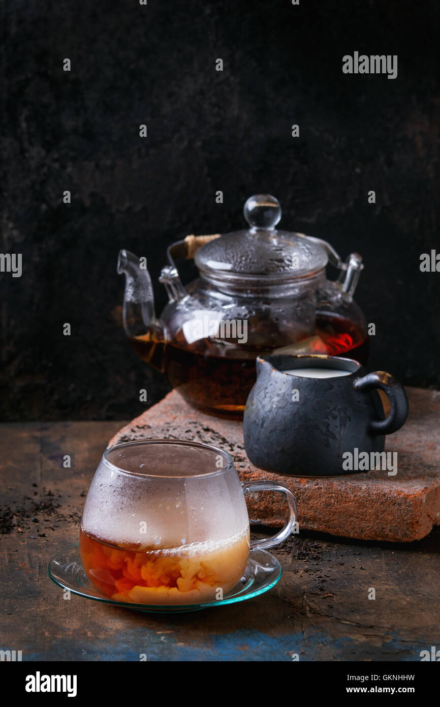 Cup of black tea with milk Stock Photo - Alamy