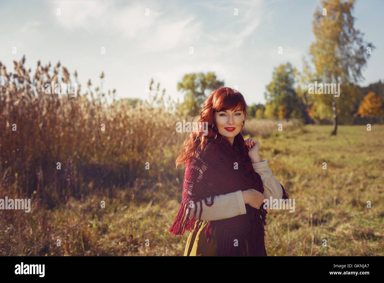 Beautiful girl outdoors in countryside Stock Photo - Alamy
