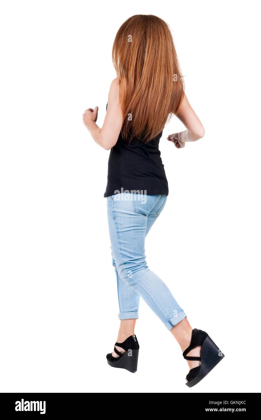 back view of running woman Stock Photo - Alamy