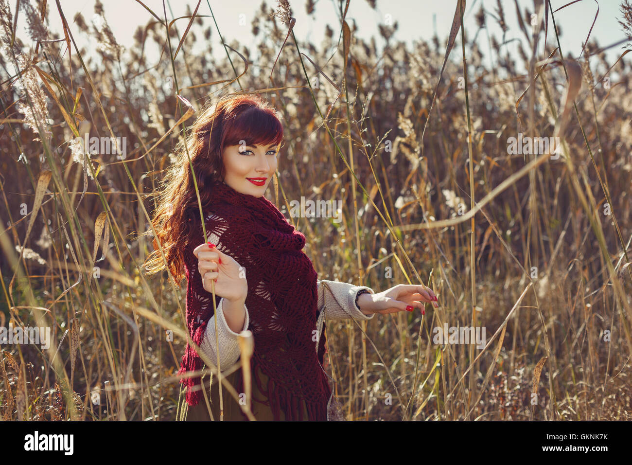 Beautiful girl outdoors in countryside Stock Photo - Alamy
