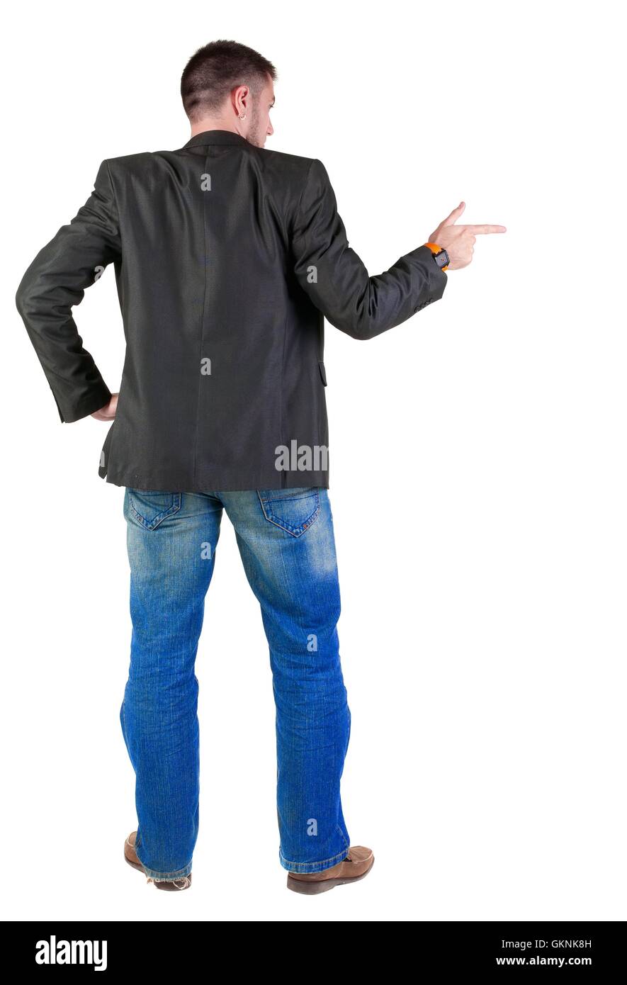 young expert looks ahead. rear view Stock Photo - Alamy