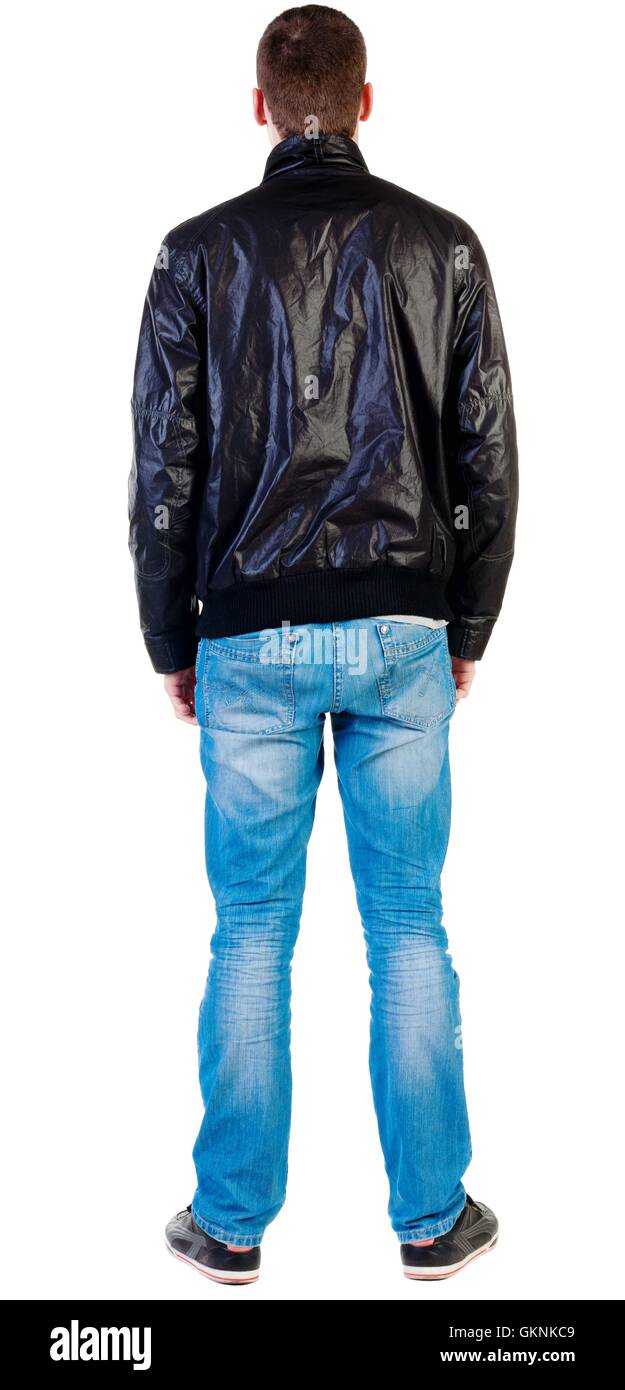 Back view of handsome man in jacket looking up Stock Photo - Alamy