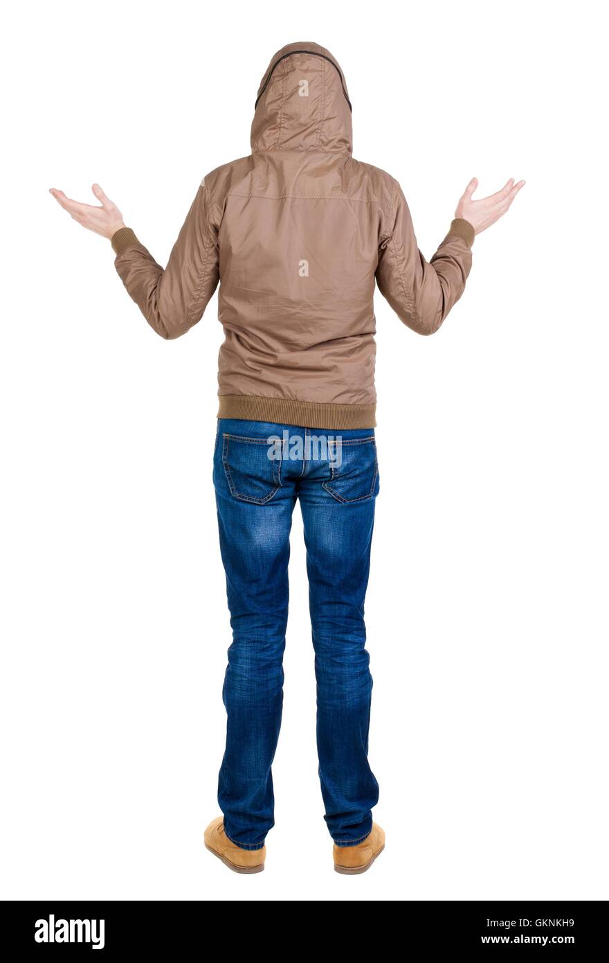 Back view of shocked man in windcheater Stock Photo - Alamy