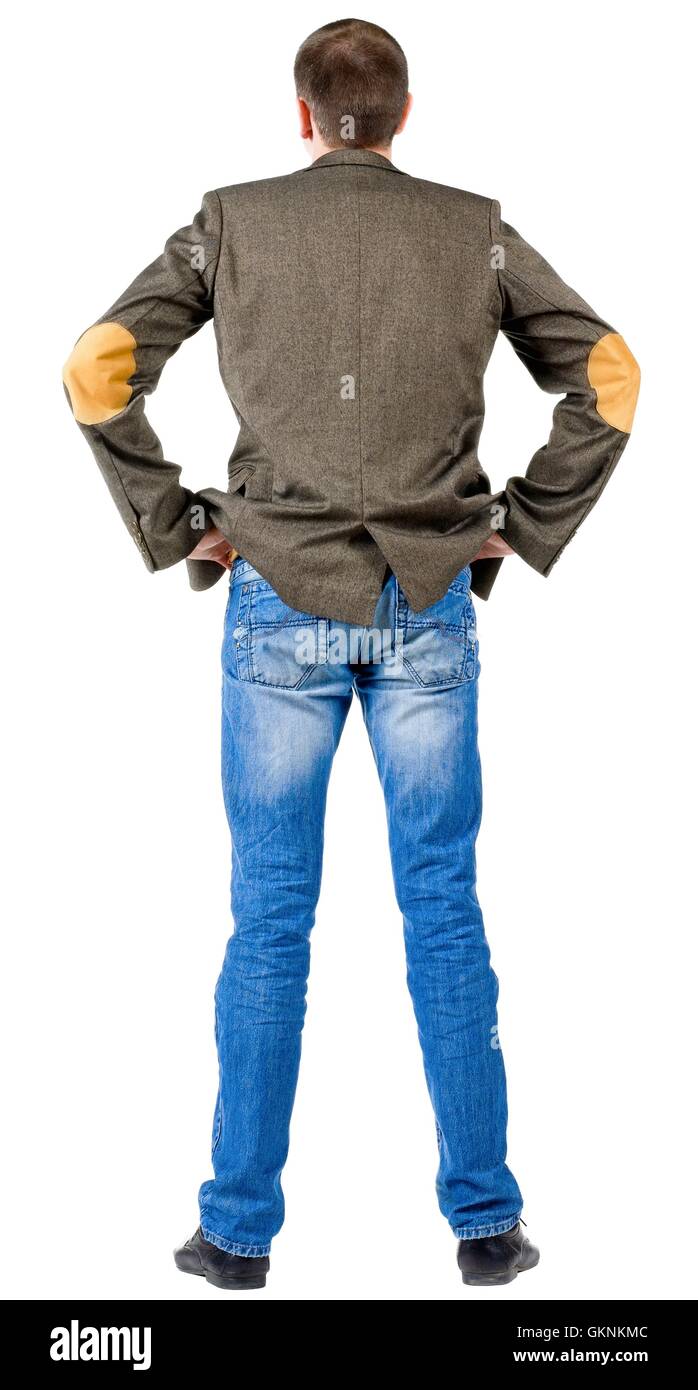 Back view of business man in jacket Stock Photo - Alamy