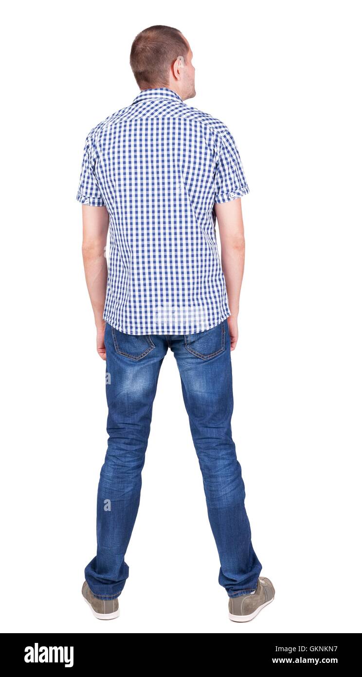 Back view of handsome man in shirt looking up Stock Photo - Alamy