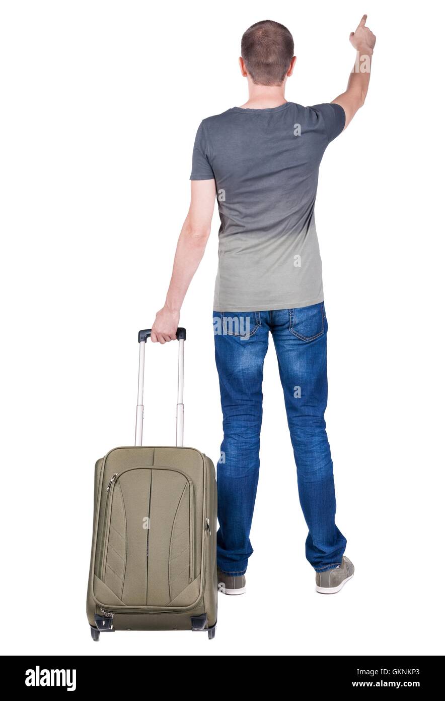 back view of man with suitcase Stock Photo - Alamy