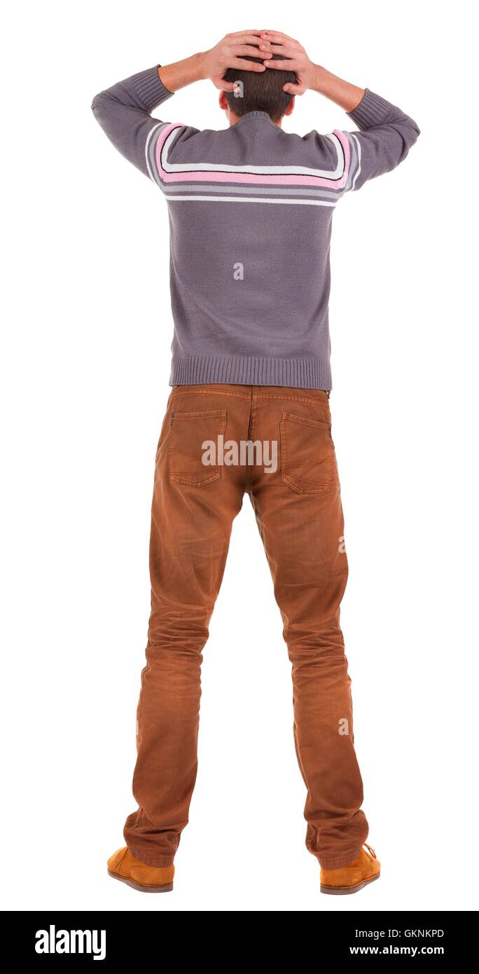 Back view of shocked business man in sweater . upset young guy Stock ...