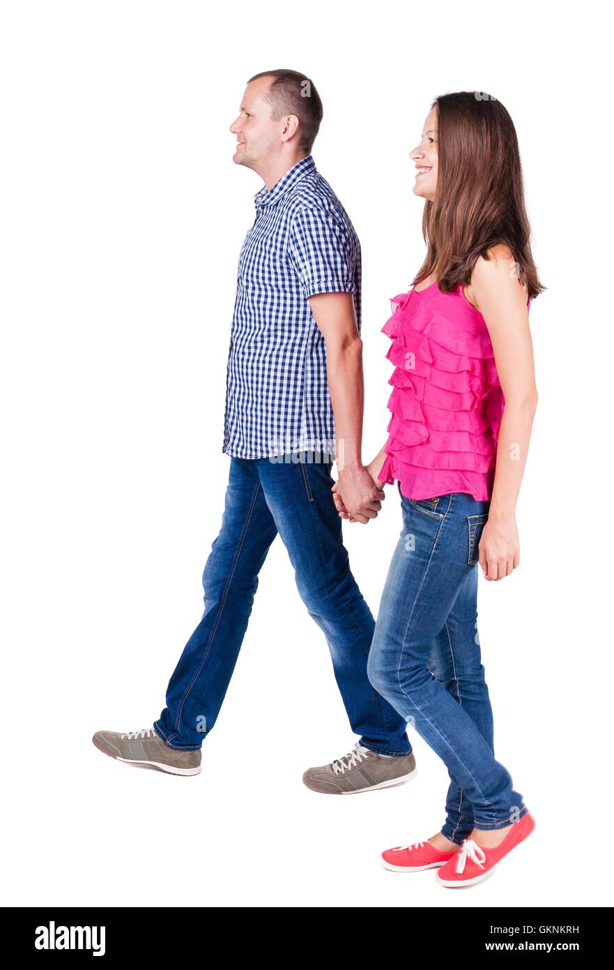Two people walking back view Cut Out Stock Images & Pictures - Alamy
