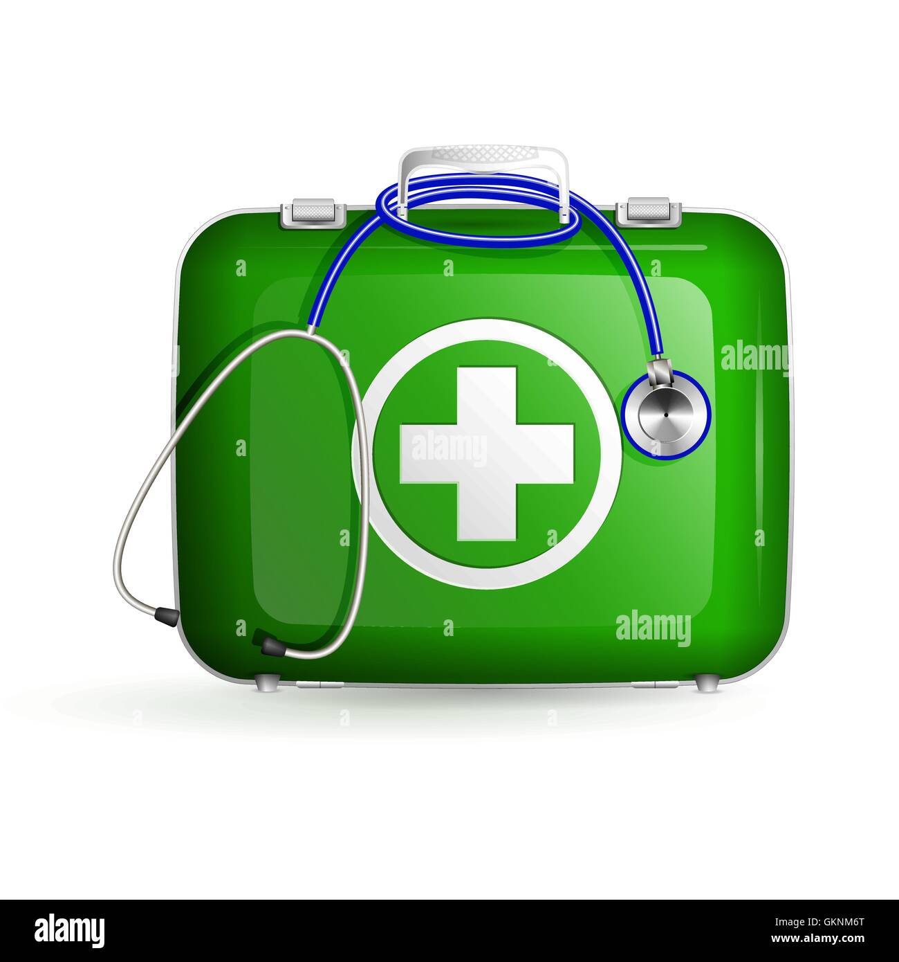 first aid box with stethoscope on white background Stock Vector Image ...