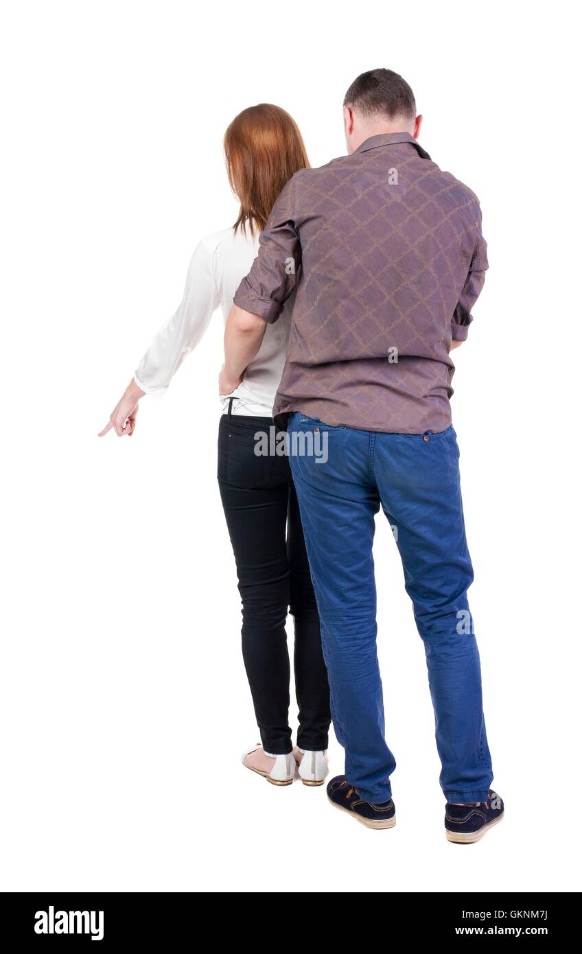 young couple pointing Stock Photo - Alamy
