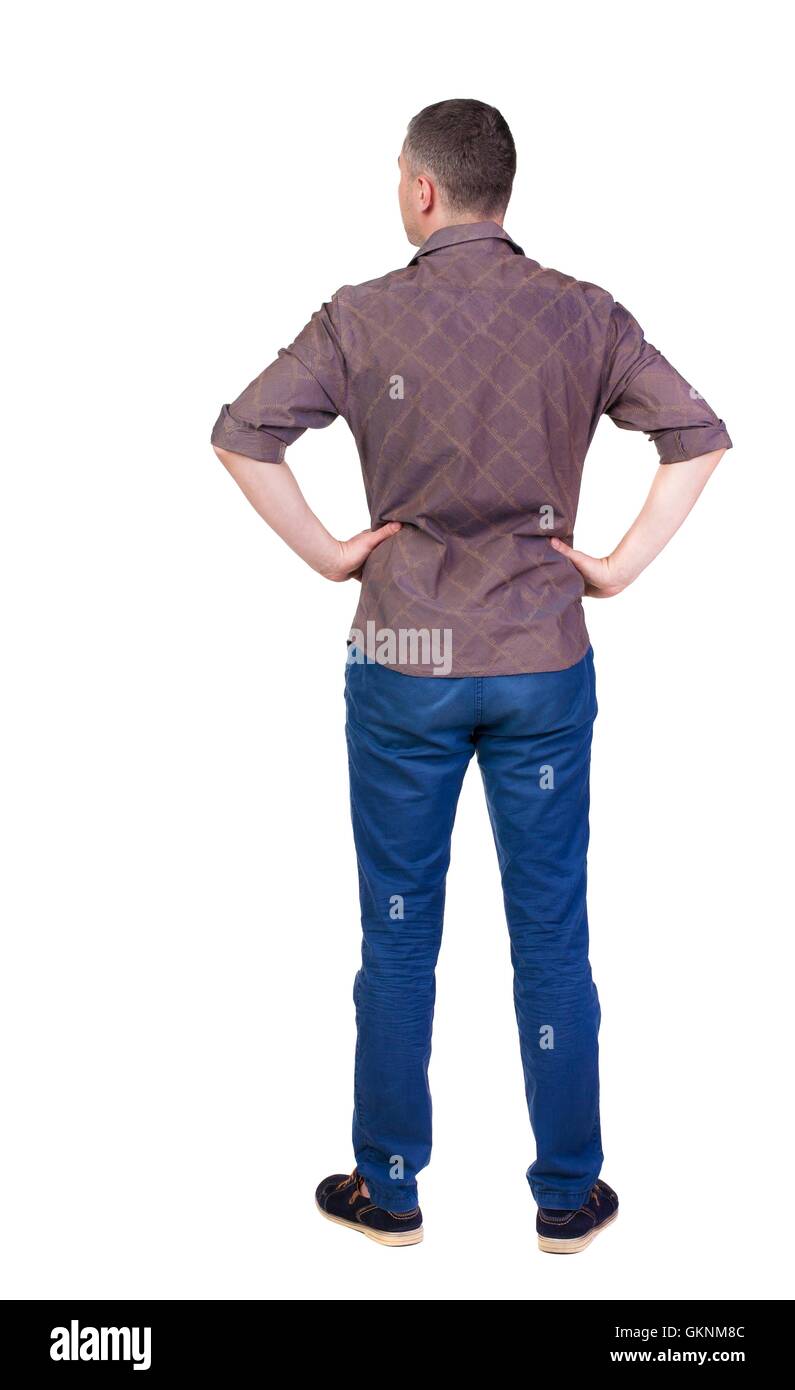 Back view of handsome man in shirt looking up Stock Photo - Alamy