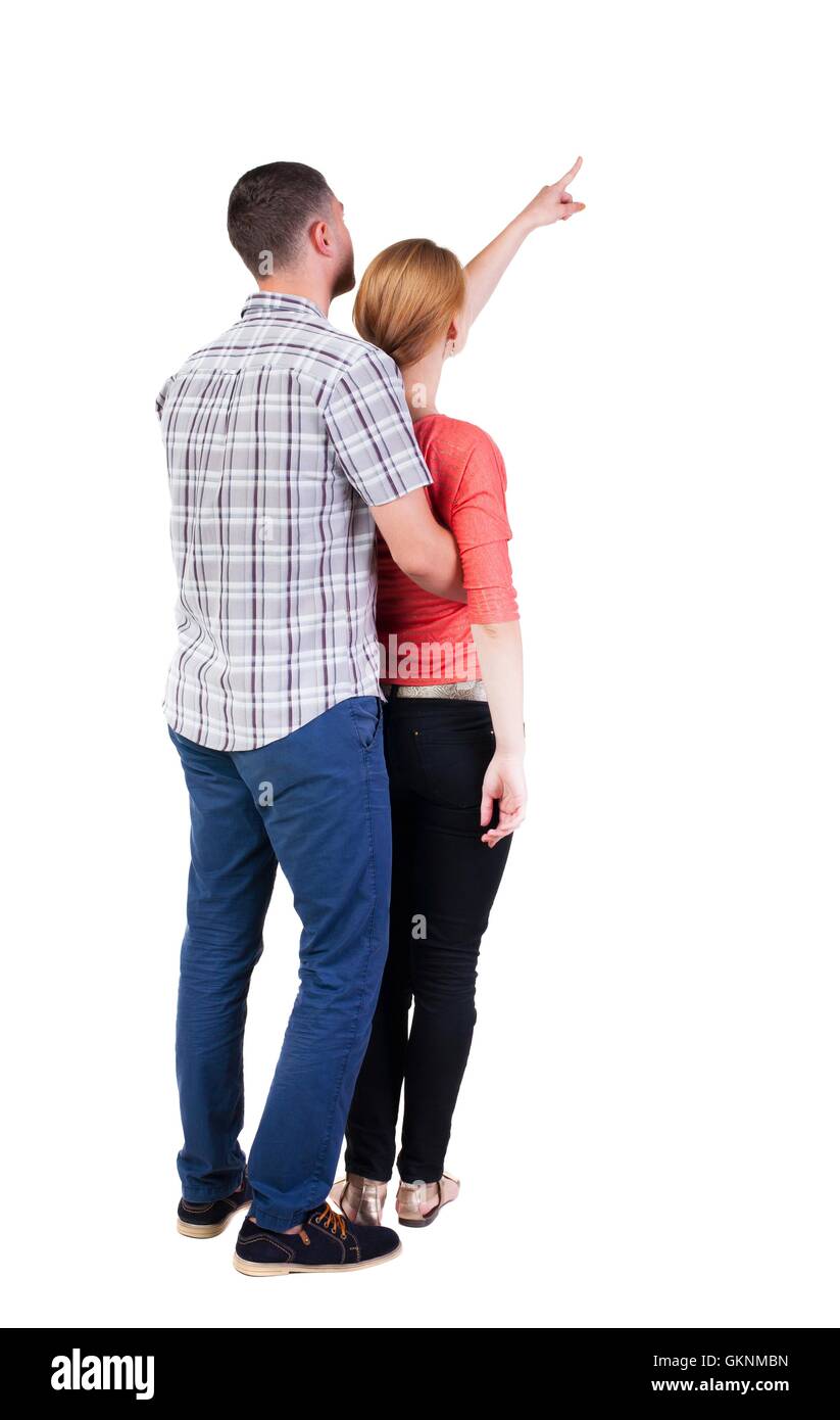 young couple pointing Stock Photo - Alamy