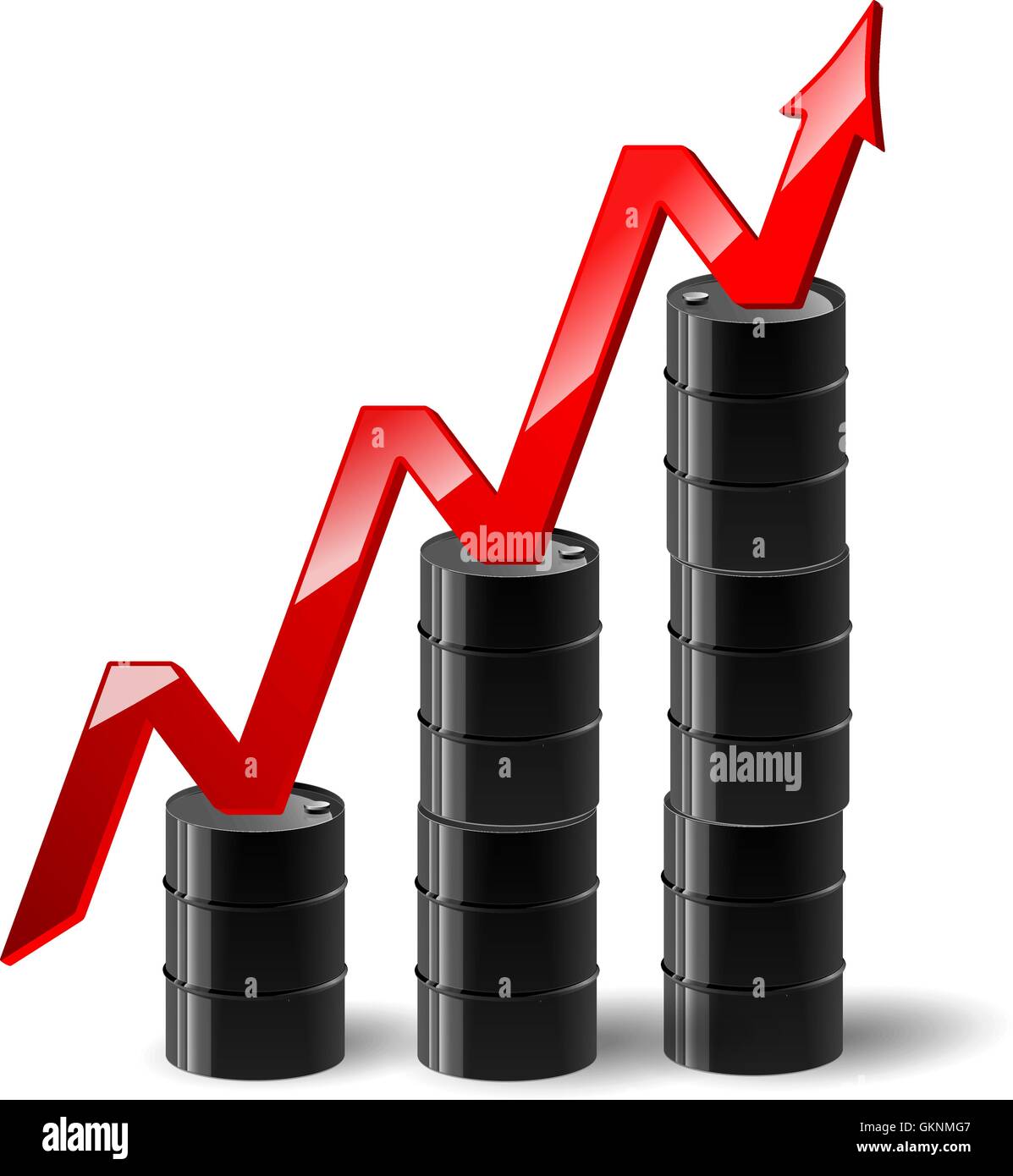 black metal oil barrel with graph and a red arrow Stock Vector Image ...