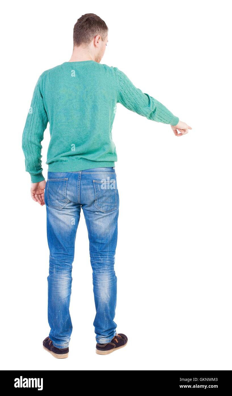 Back view of pointing young men Stock Photo - Alamy
