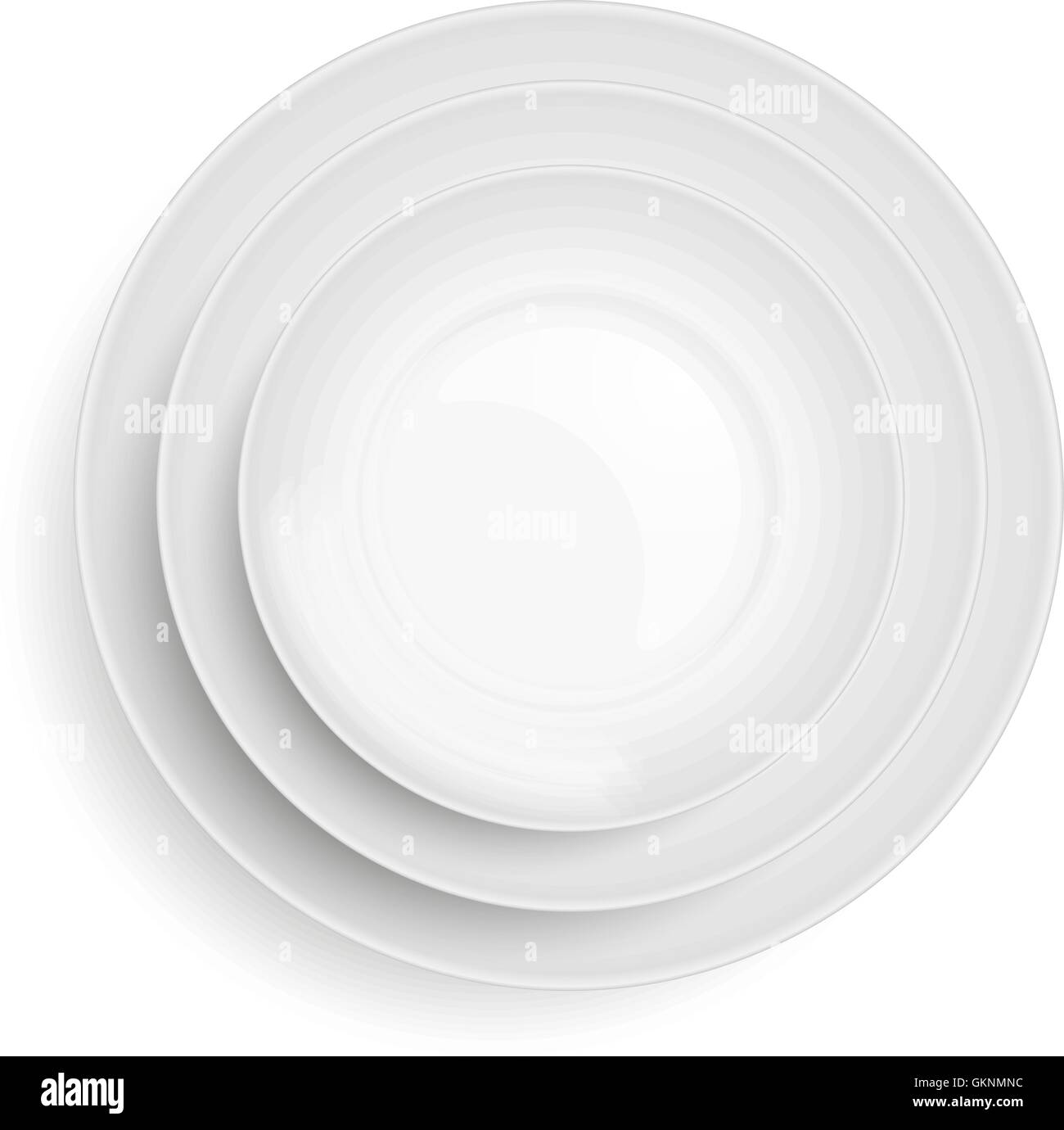 three white plates stacked on top of each other Stock Vector Image ...