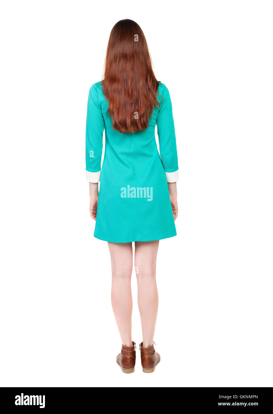 back view of standing young beautiful woman. The girl in a mode Stock ...